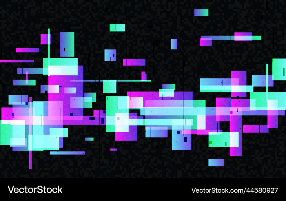Glitch neon shapes broken digital signal Vector Image