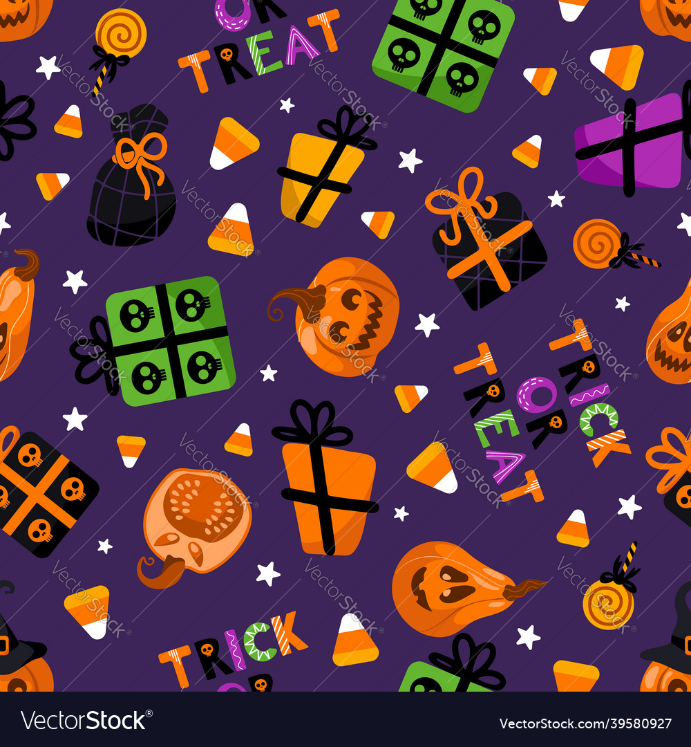 Halloween bright seamless pattern pumpkin Vector Image