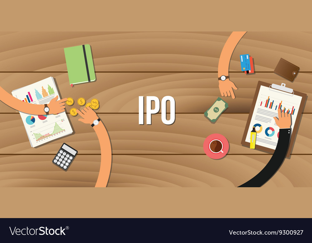 Ipo initial public offering Royalty Free Vector Image