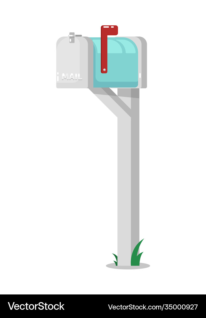Outdoor mailbox on pillar isolated white Vector Image