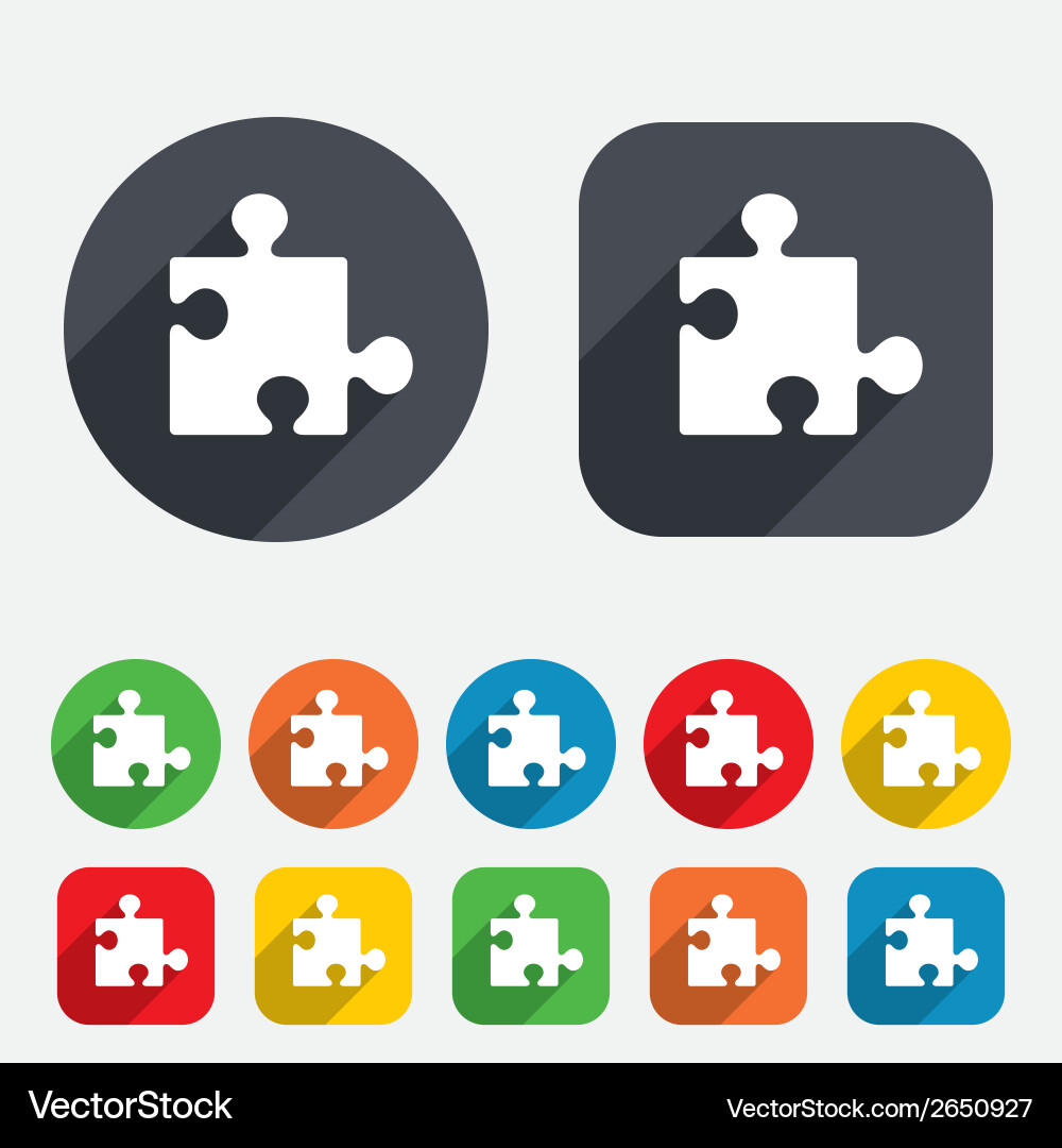 Puzzle piece sign icon strategy symbol Royalty Free Vector
