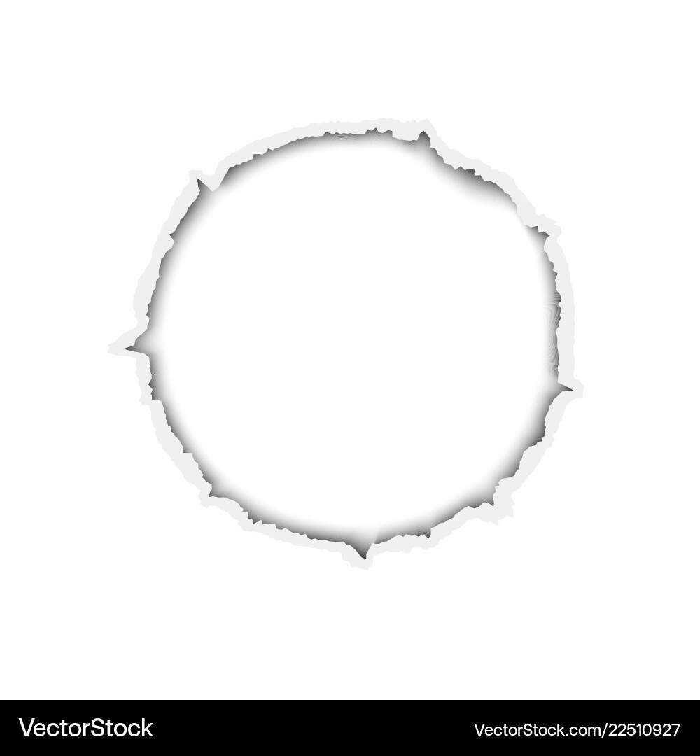 Ragged round hole in white paper Royalty Free Vector Image