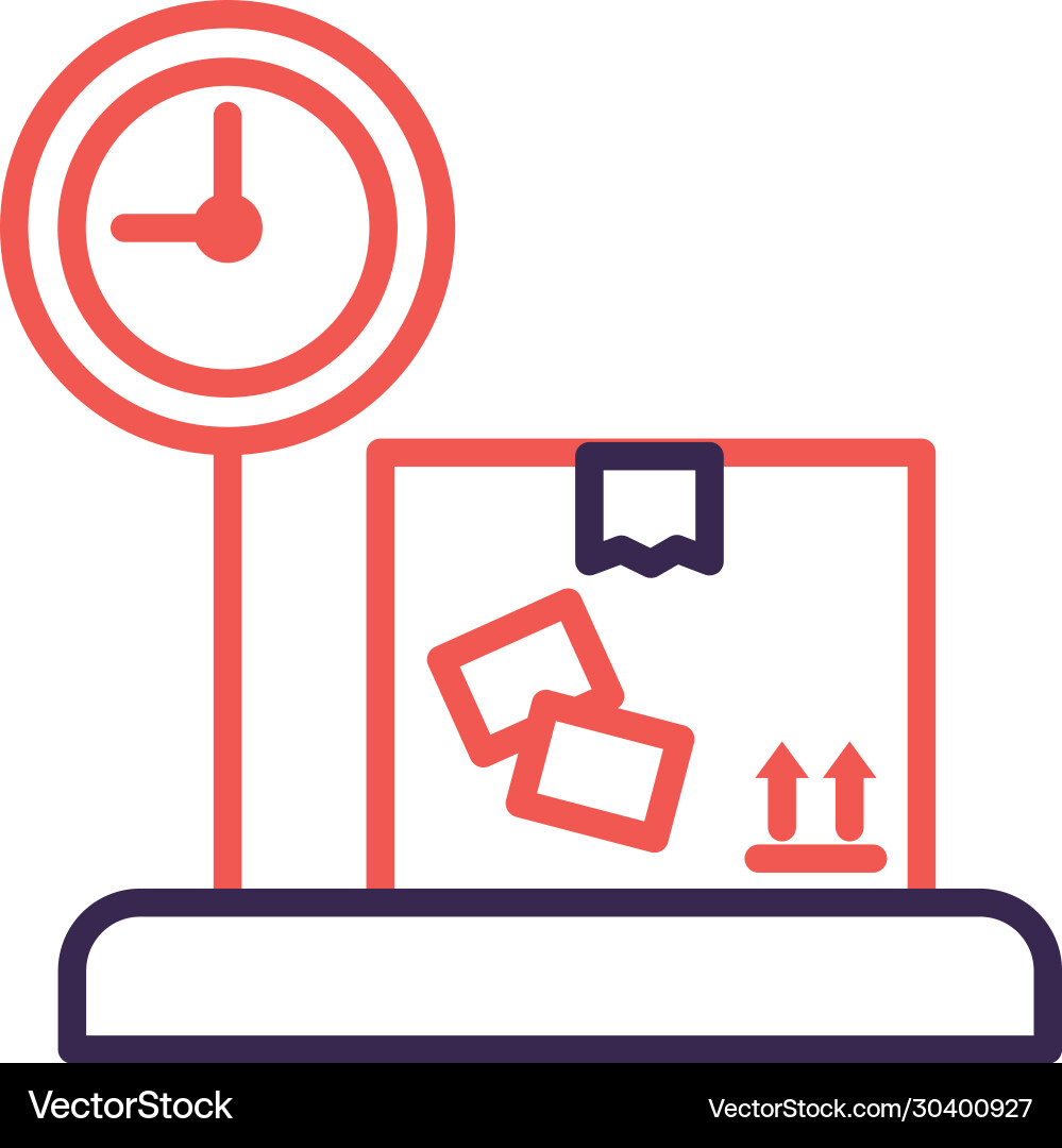 Scale measure with box carton line style Vector Image