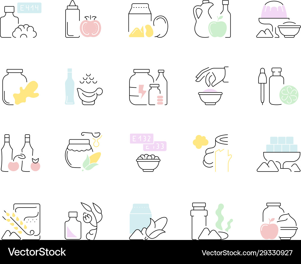 Set line icons food additives Royalty Free Vector Image