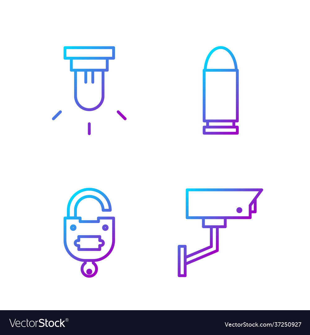 Set Line Security Camera Lock And Key Motion Vector Image