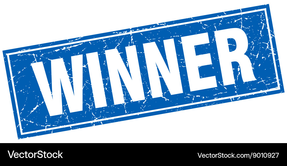 Winner blue square grunge stamp on white Vector Image