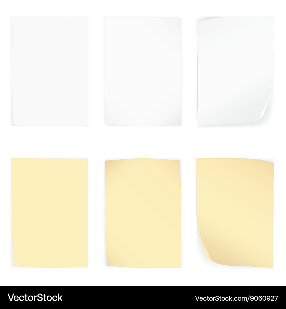 Yellow and whire stick blank note paper set Vector Image
