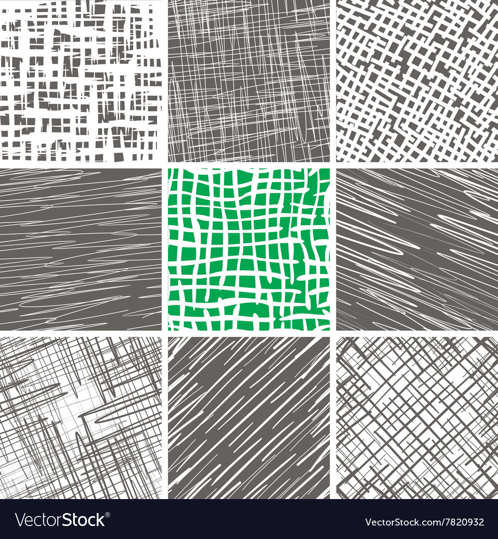 Abstract doodle seamless patterns set Royalty Free Vector