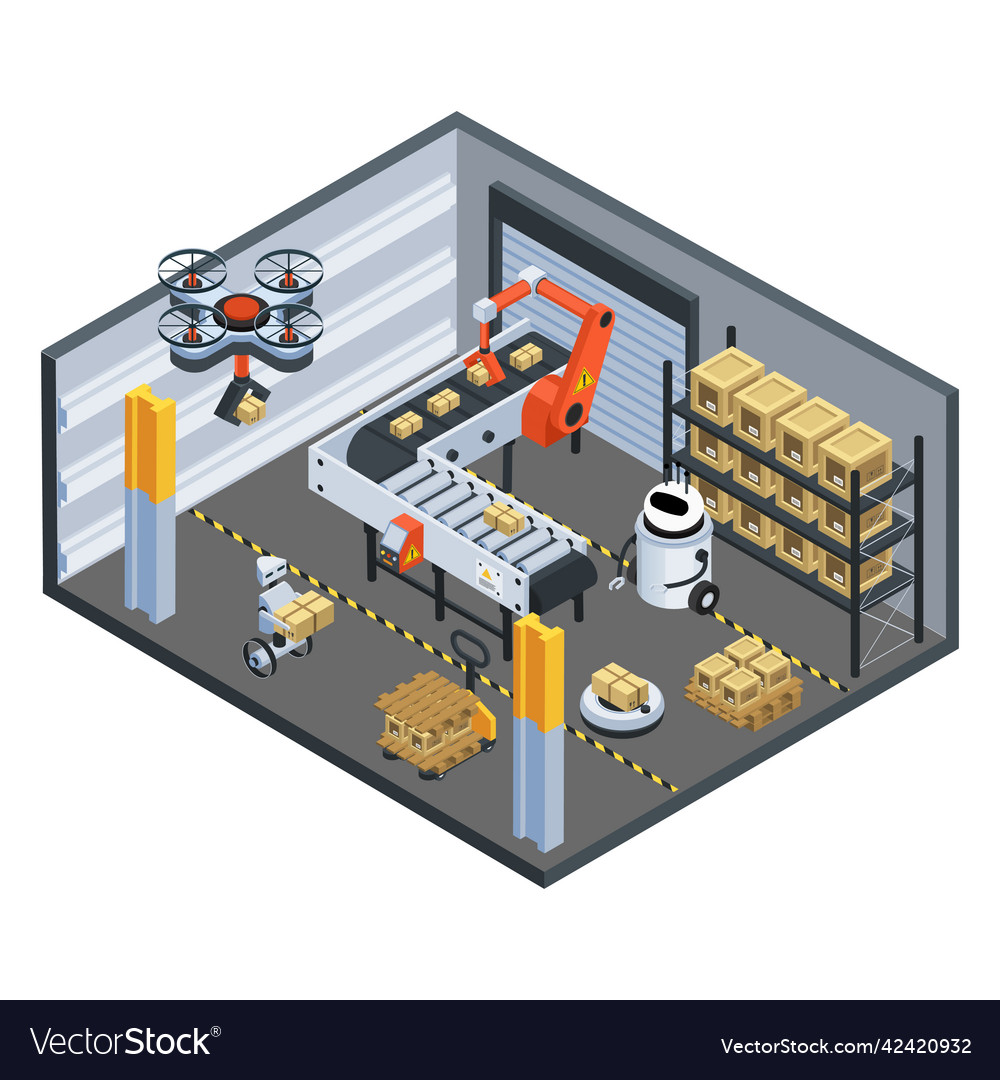 Automatic logistics delivery isometric background Vector Image