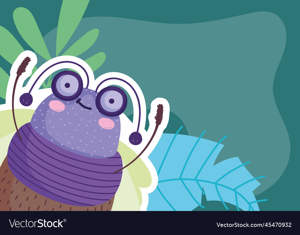 Funny bug and leaf Royalty Free Vector Image - VectorStock