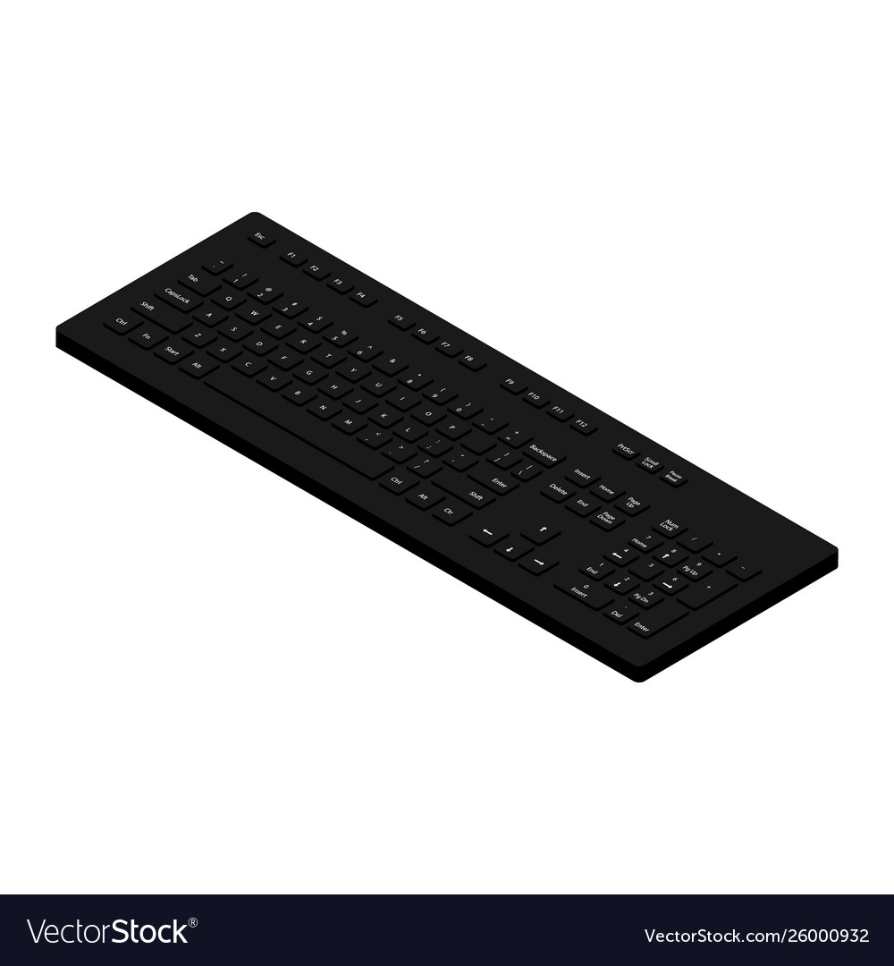 Isometric View Black Pc Keyboard Royalty Free Vector Image