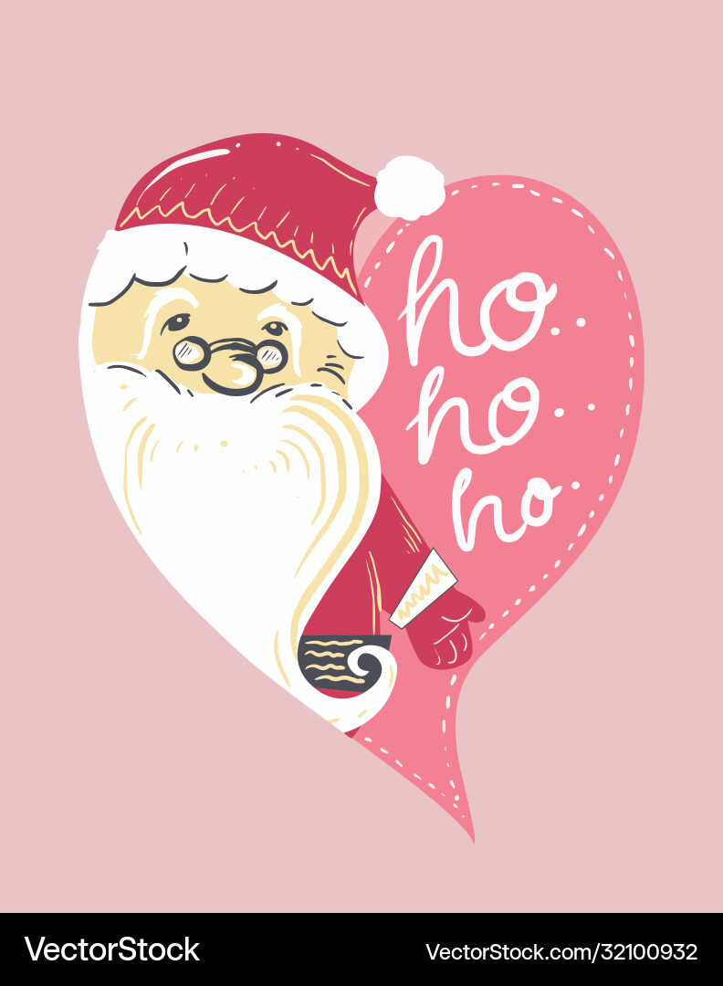 Love heart santa say hohoho Royalty Free Vector Image