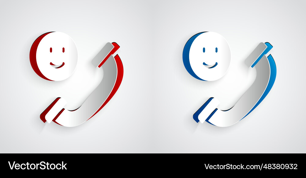 Paper cut incoming call on mobile phone icon Vector Image
