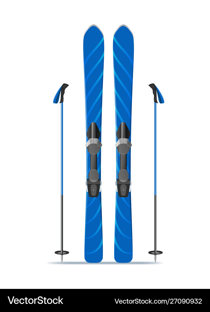 Realistic 3d detailed blue ski with stiks Vector Image