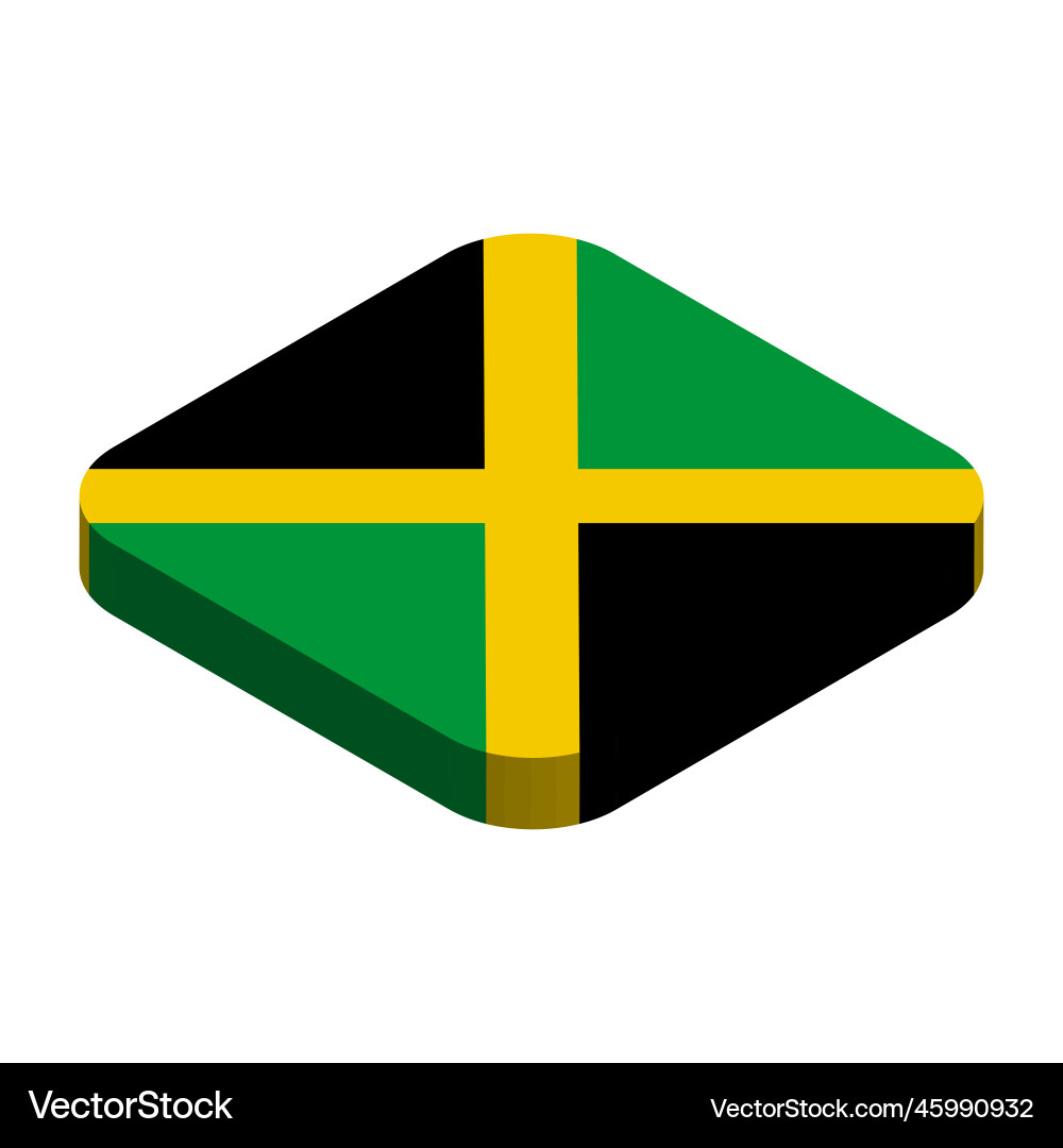 Rounded square isometric flag of jamaica Vector Image