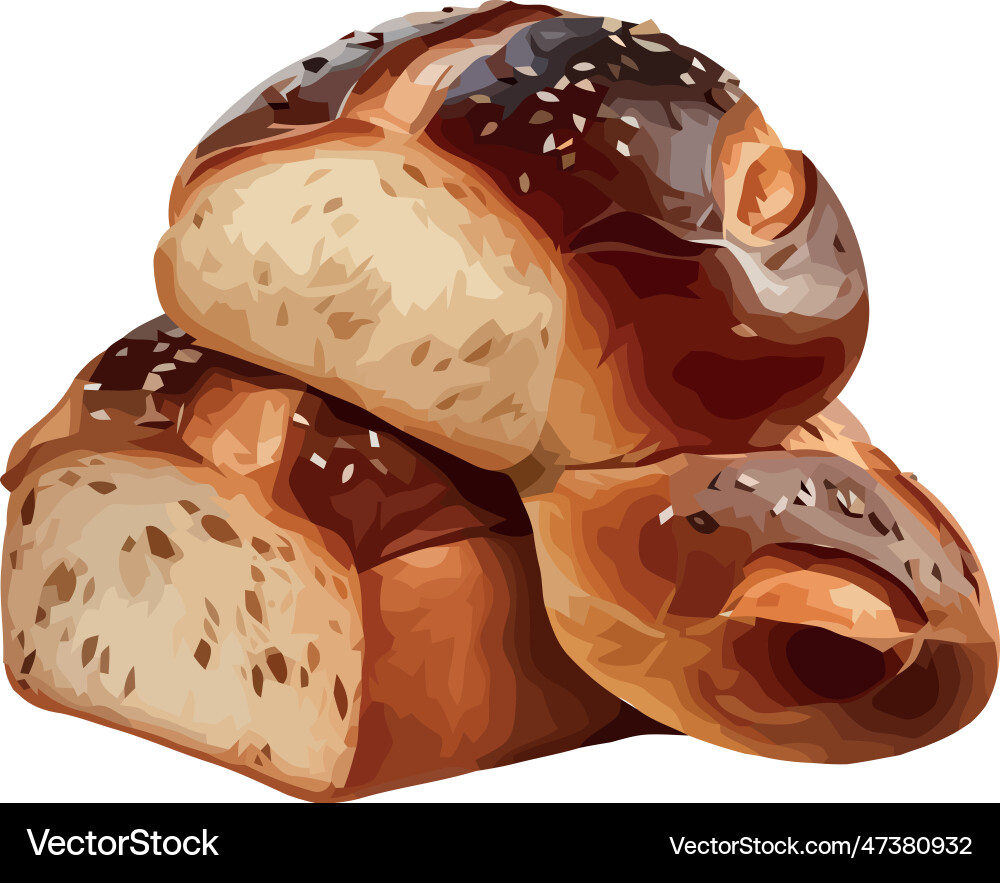 Sweet gourmet breads on white backdrop Royalty Free Vector