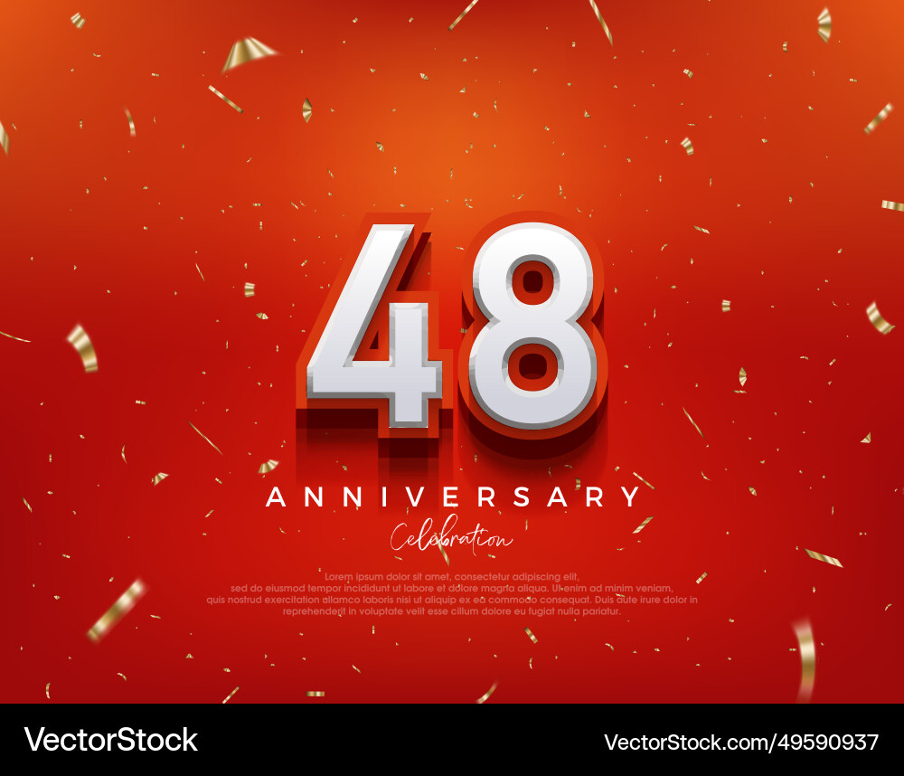 48th anniversary with white 3d numbers on fancy Vector Image