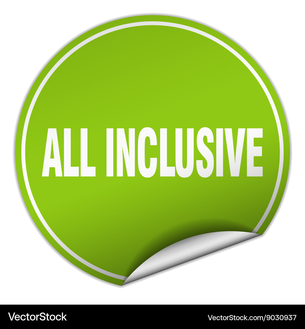 All inclusive round green sticker isolated Vector Image