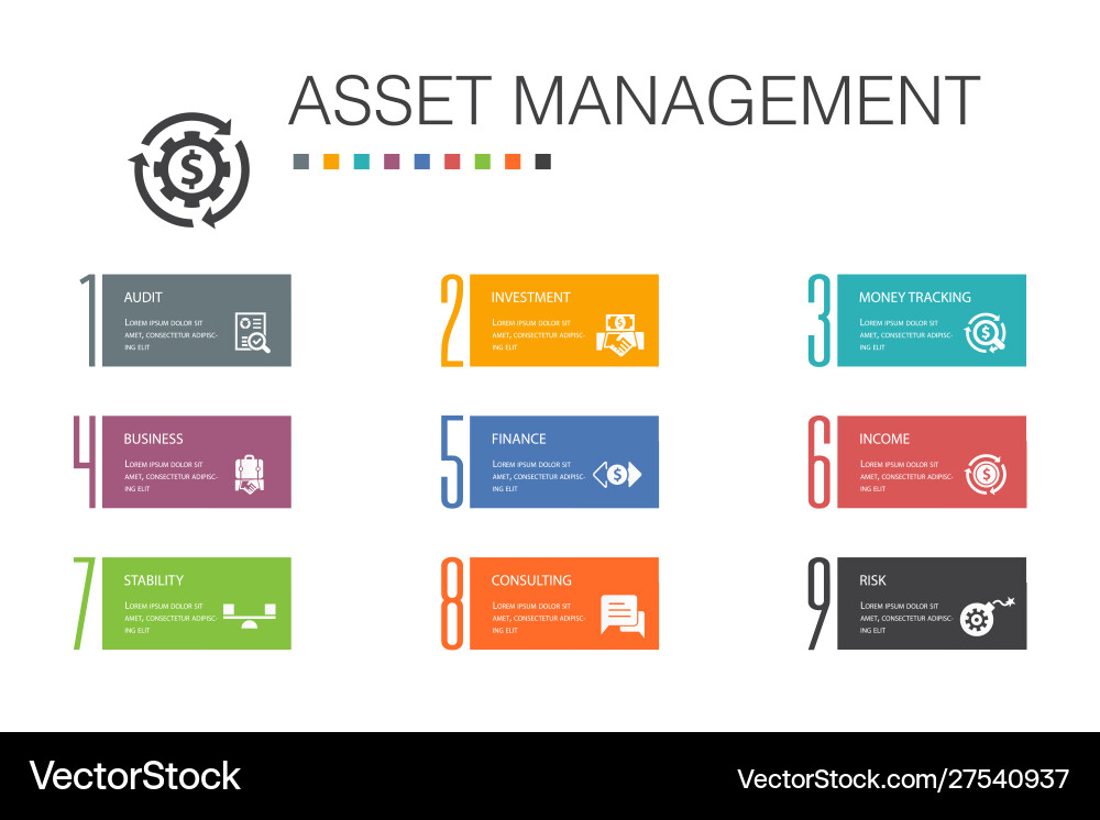 Asset management infographic 10 option line Vector Image