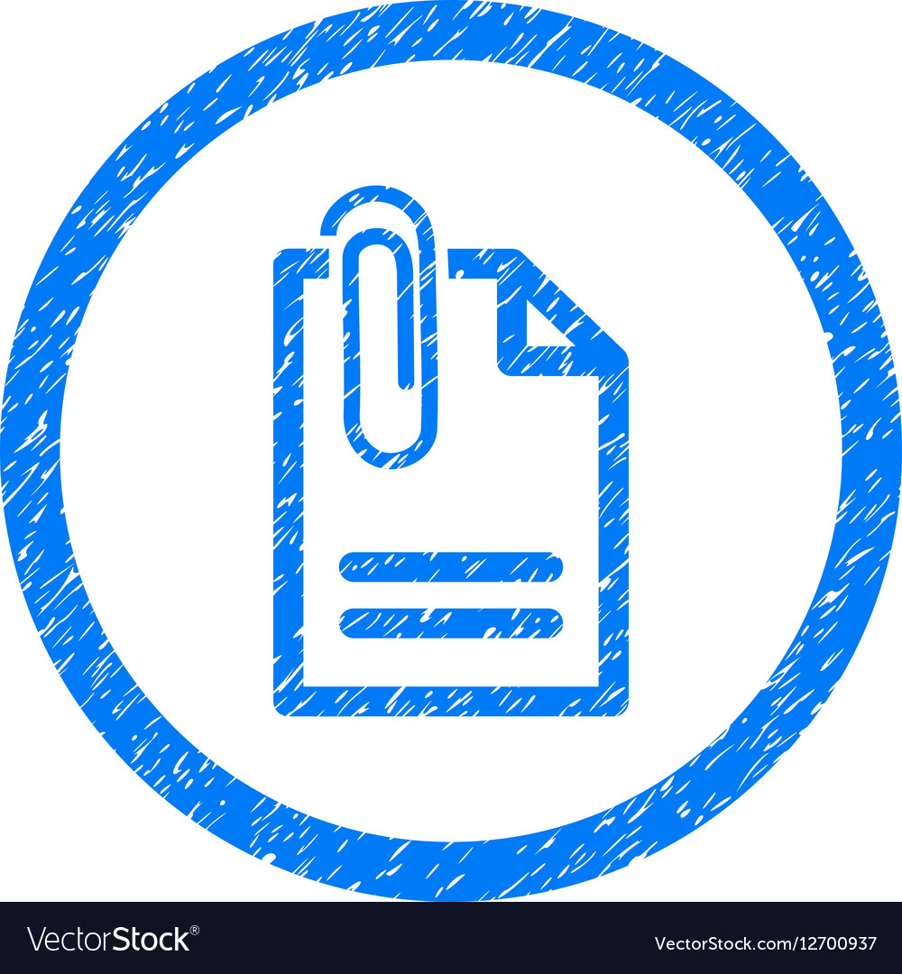 Attach Document Rounded Icon Rubber Stamp Vector Image