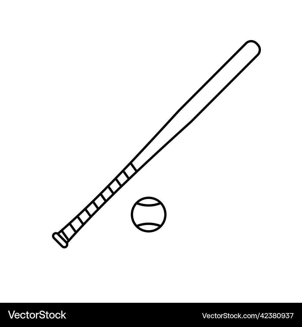 Baseball bat and ball outline icon on white Vector Image
