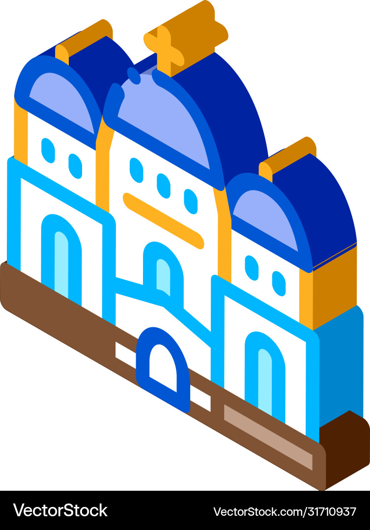 Christian temple with domes isometric icon Vector Image