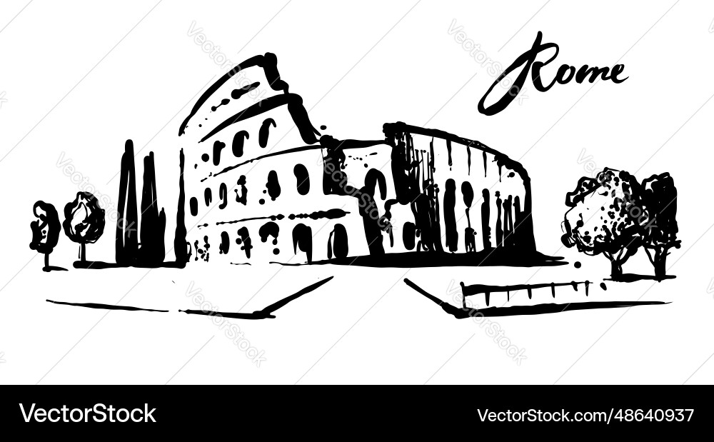 Coliseum hand drawn sketch rome italy Royalty Free Vector