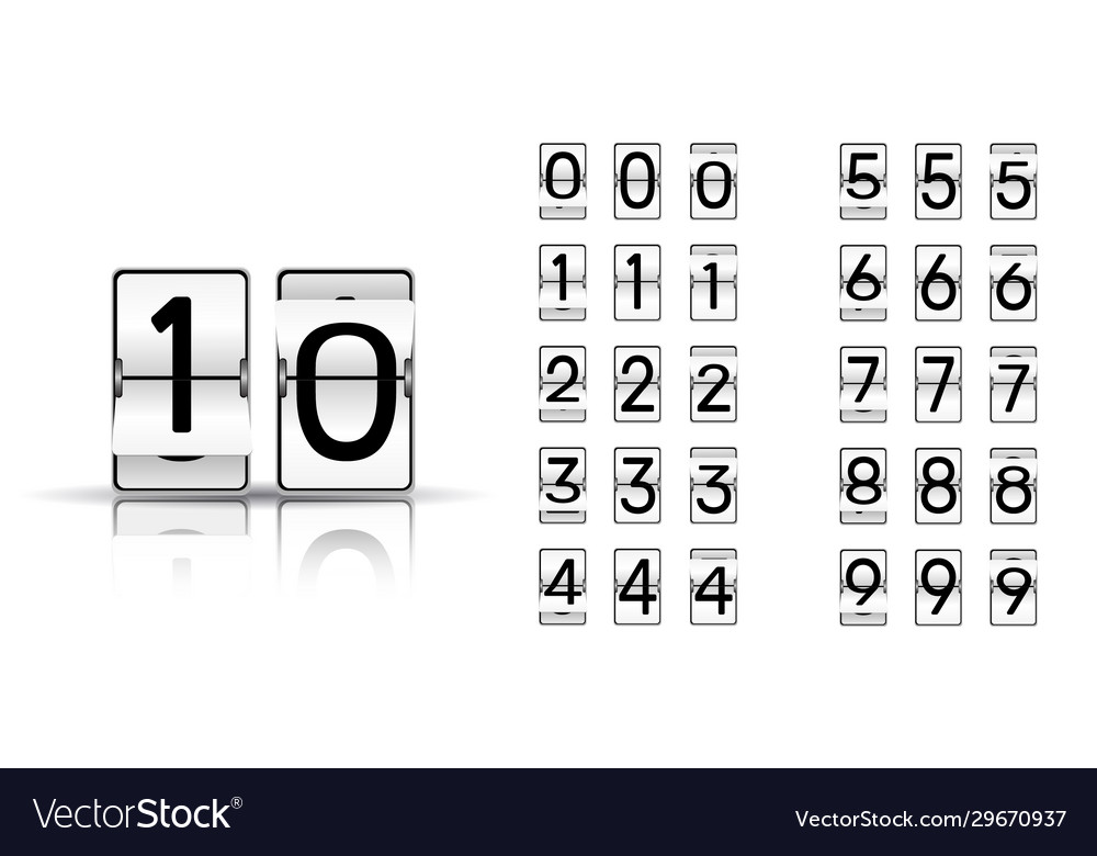 Flip countdown clock counter Royalty Free Vector Image