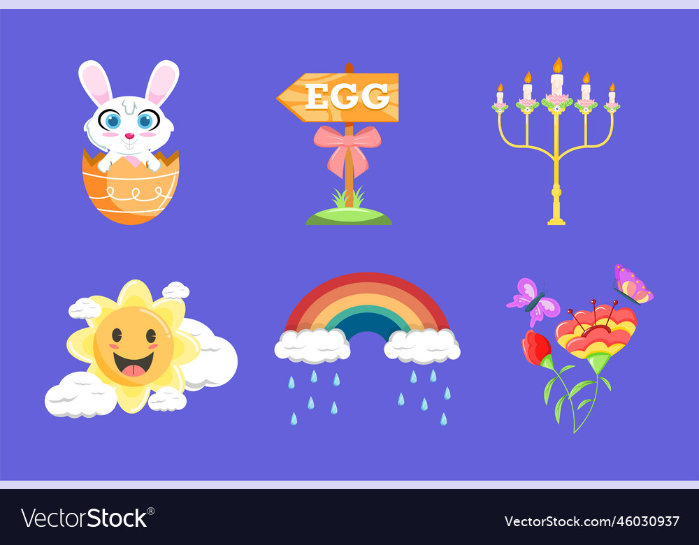 Happy easter design element set Royalty Free Vector Image