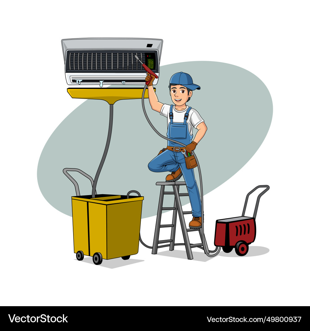 Hvac service cartoon character design Royalty Free Vector