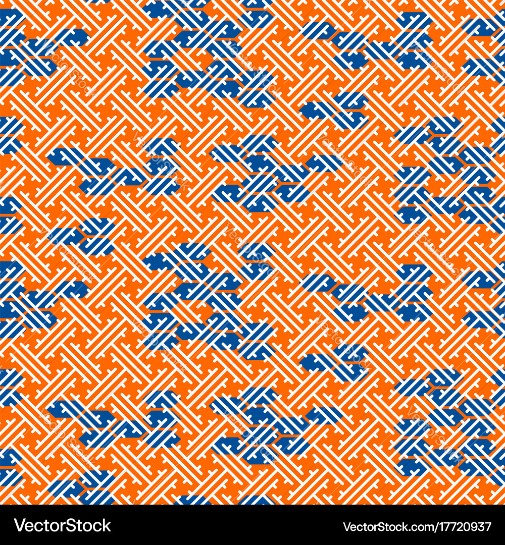 Japanese pattern in blue and orange colors Vector Image