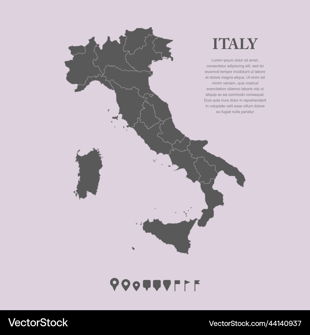 Map country italy divided on regions Royalty Free Vector