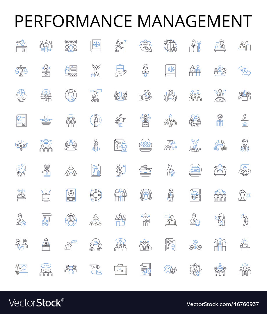 Performance management outline icons collection Vector Image Performance management outline icons collection Vector Image