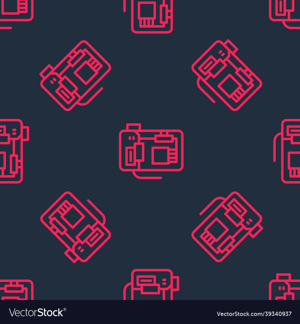 Red line electronic computer components Royalty Free Vector