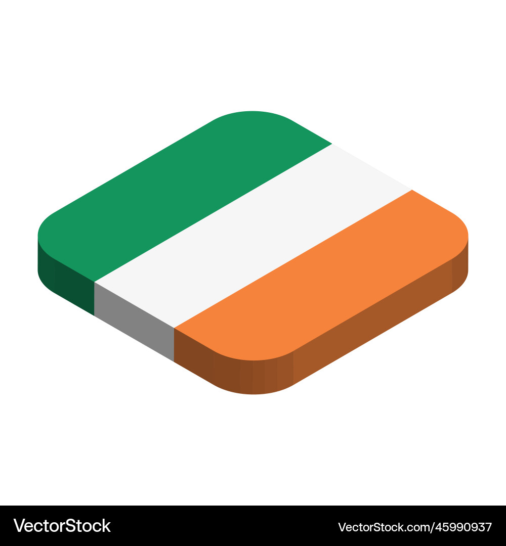 Rounded square isometric flag of ireland Vector Image