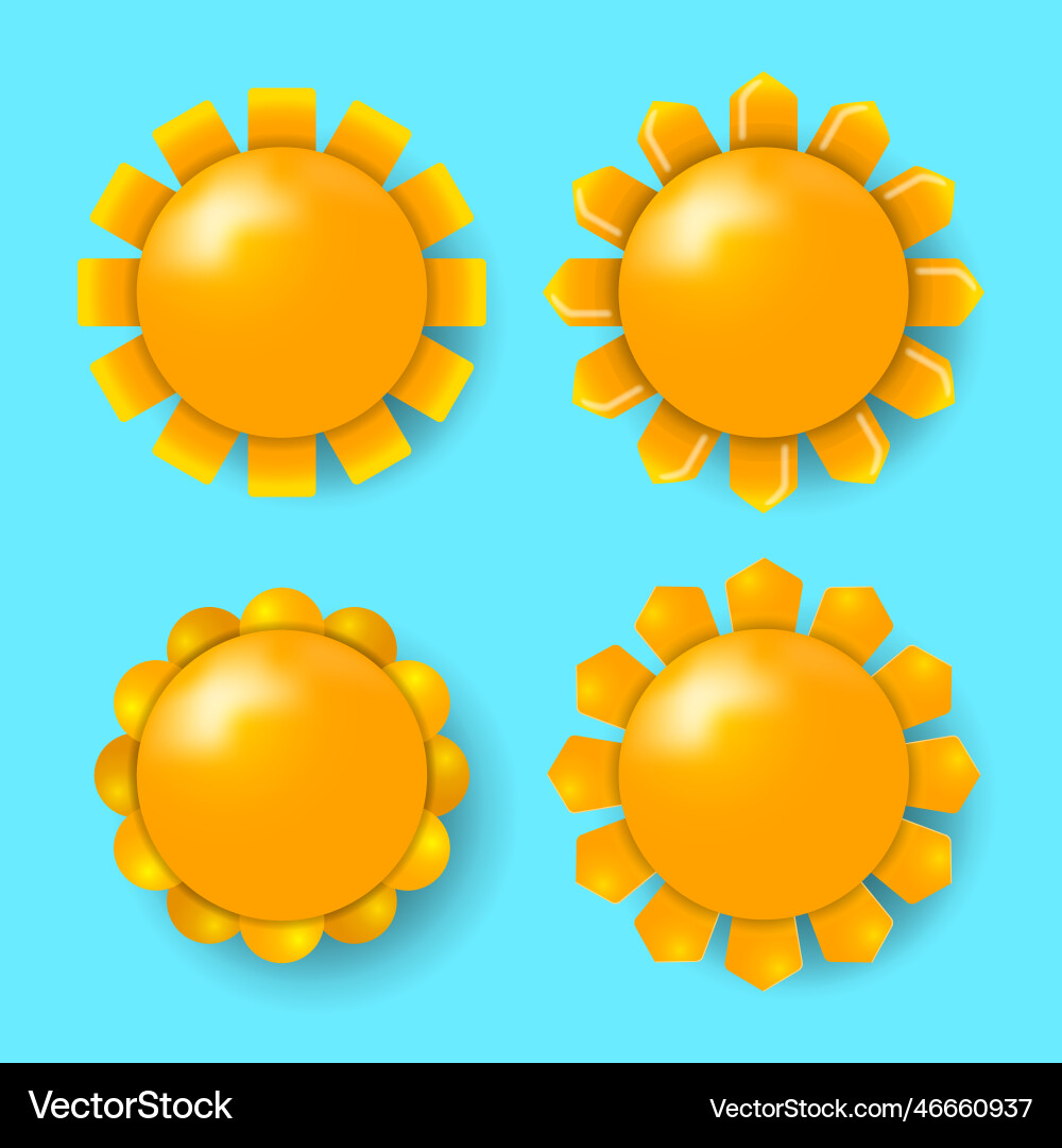 Sun icon set symbol icons isolated Royalty Free Vector Image