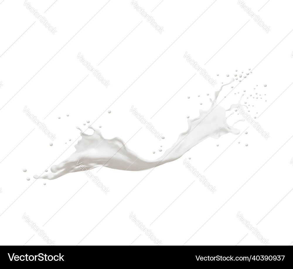 White milk splash swirl splatter and drops wave Vector Image