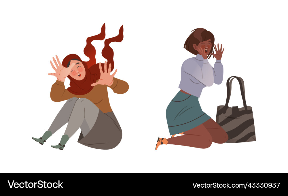Woman character afraid of something feeling scared