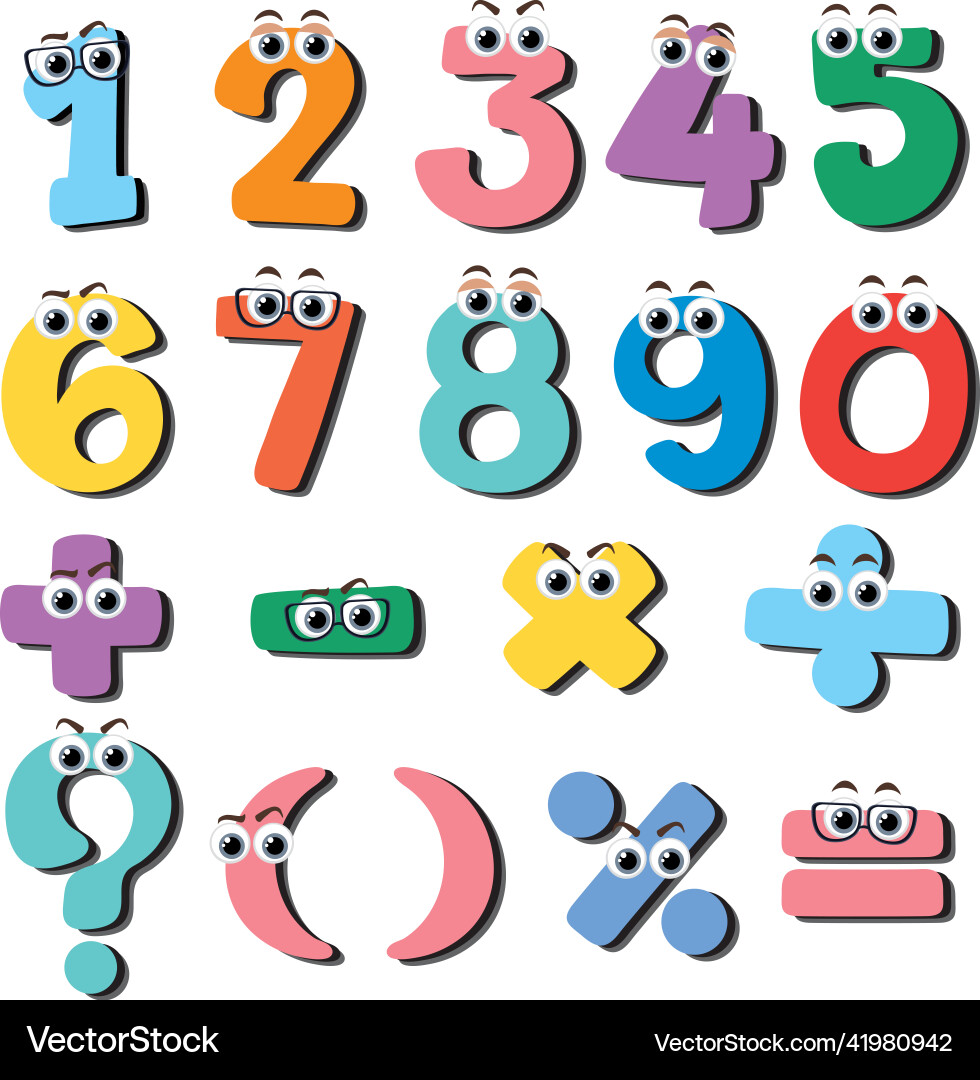 A set of number and math icon Royalty Free Vector Image