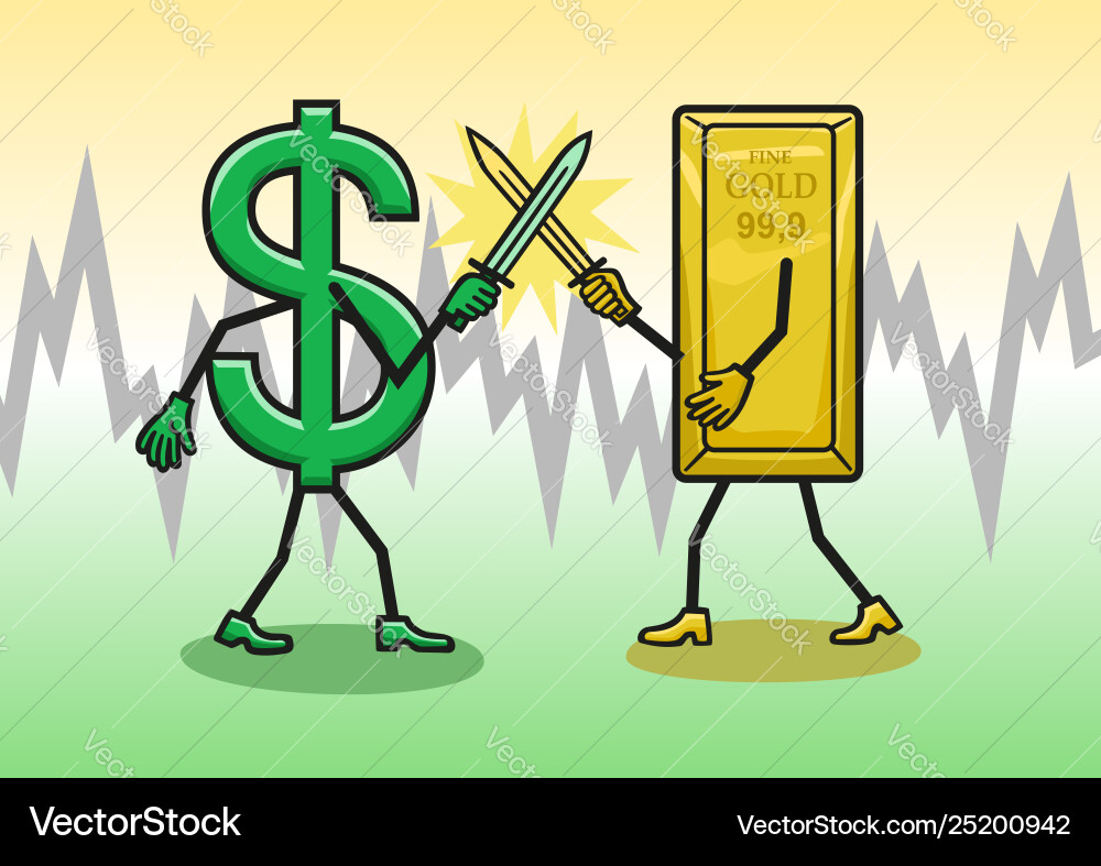 Dollar is fighting gold for dominance Royalty Free Vector