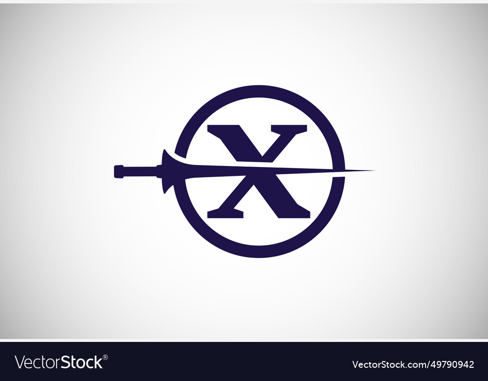 English alphabet x with spear lance creative Vector Image