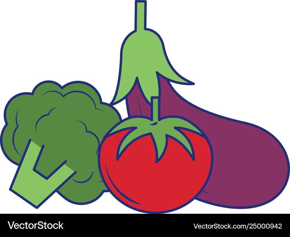 Fresh vegetables food blue lines Royalty Free Vector Image