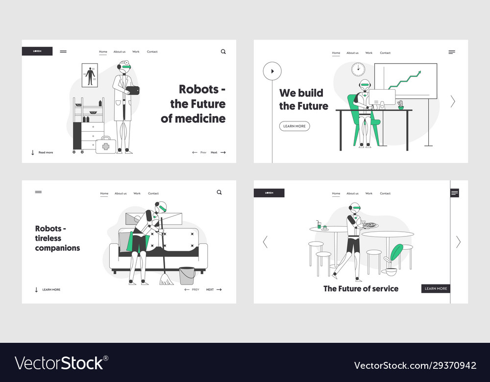 Futuristic robotics technologies website landing Vector Image