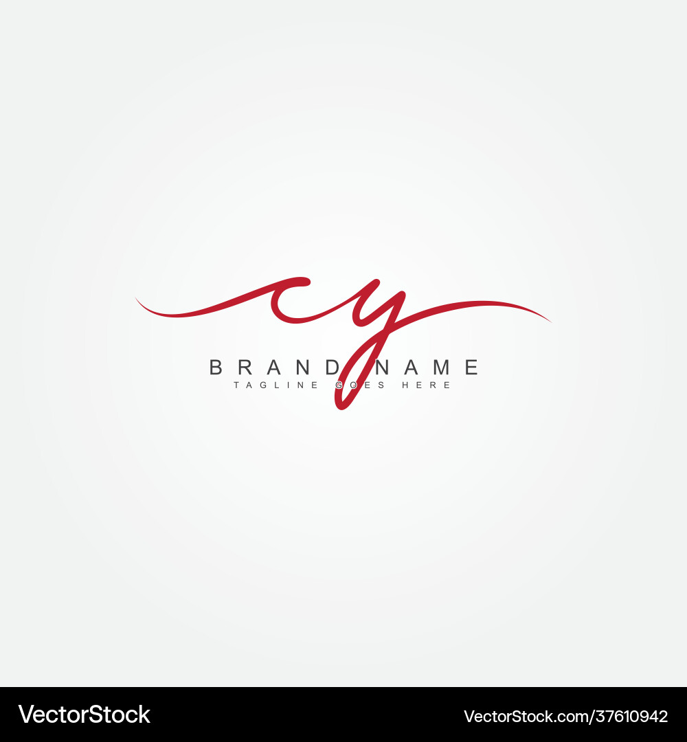 Initial letter cy logo - hand drawn signature Vector Image