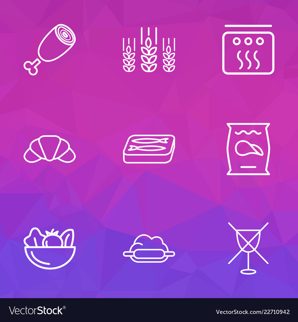 Nutrition icons line style set with ham potato Vector Image