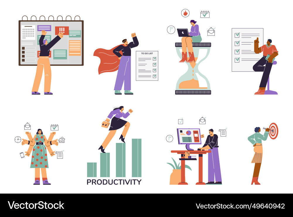 People organize their efficiency and productivity Vector Image