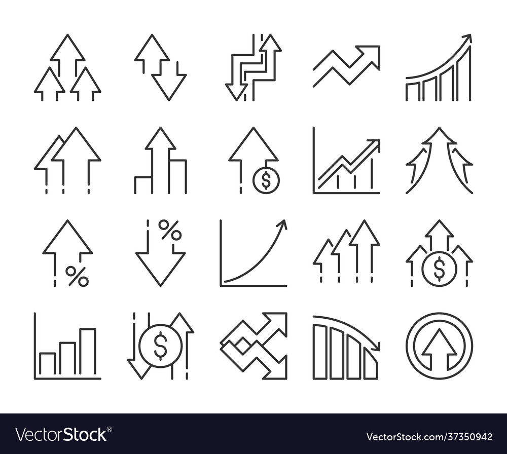 Set increase and decrease line icons Royalty Free Vector