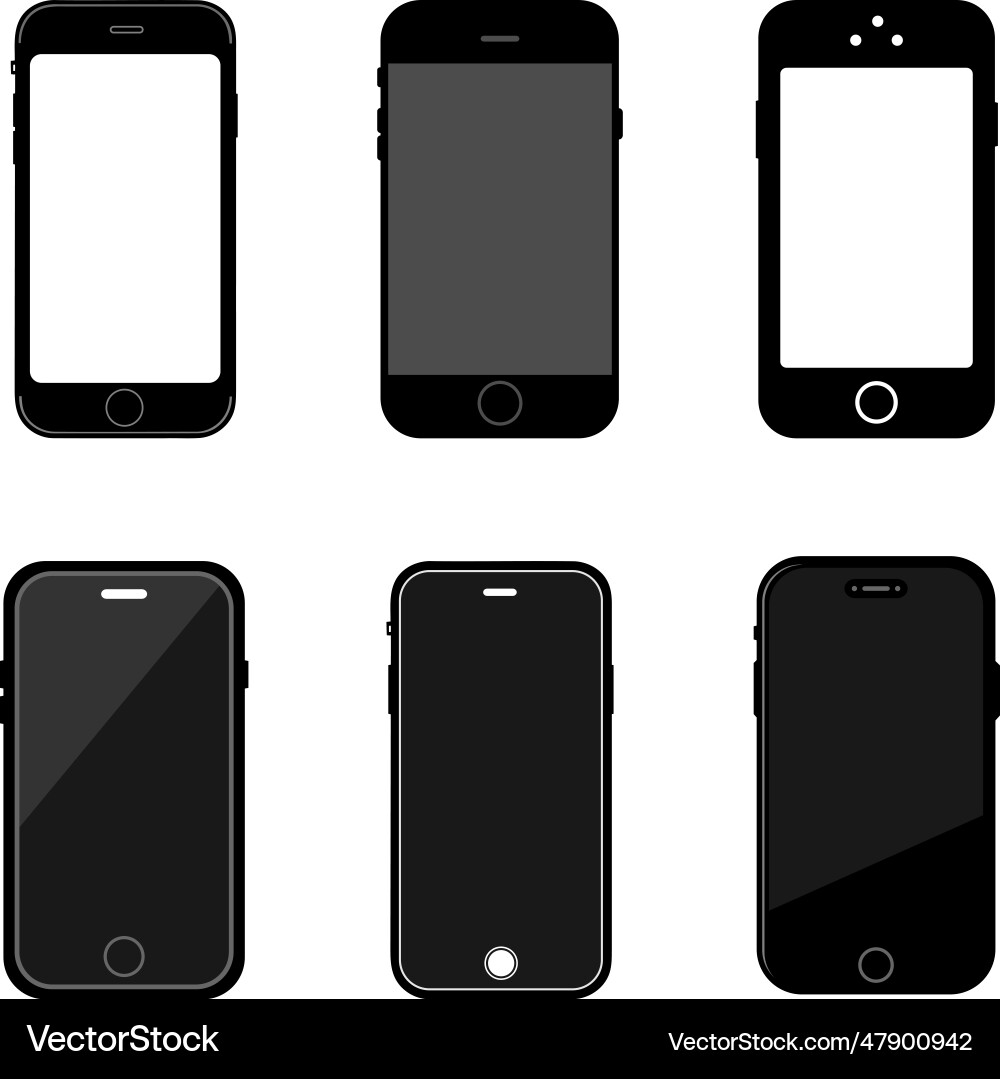 Simple black and white mobile phone templates Vector Image