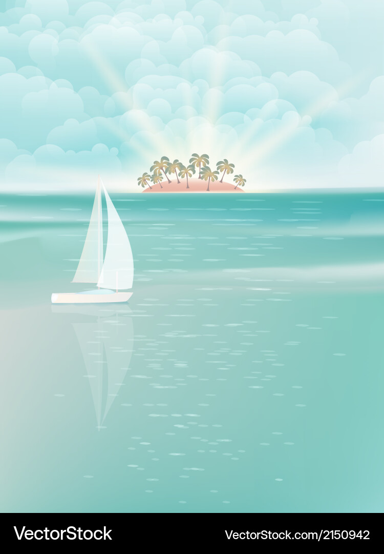 Tropical sea with bright sunrise EPS 10 Royalty Free Vector