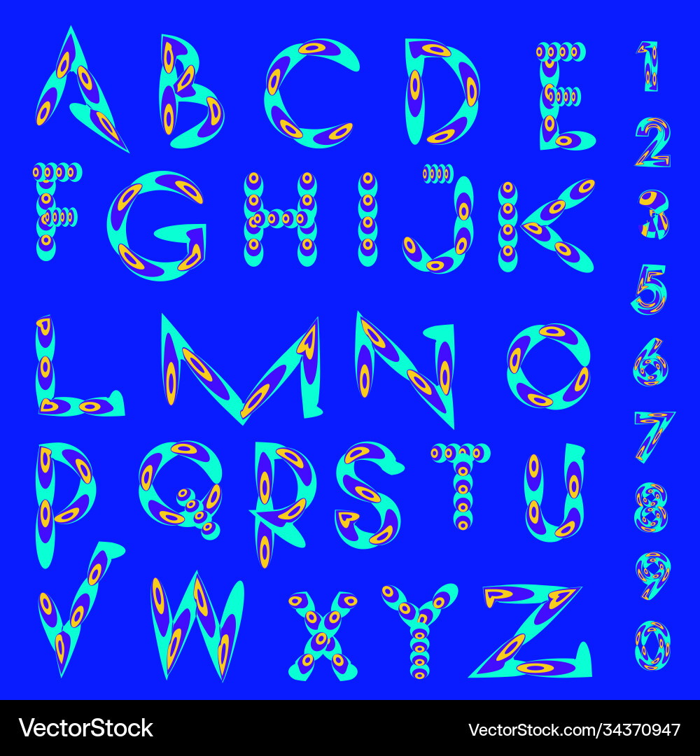 Abstract colorful font and alphabet Royalty Free Vector